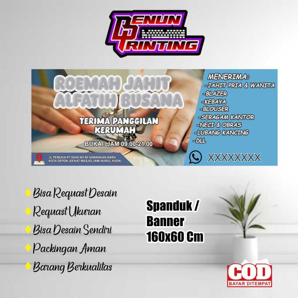 Jual Spanduk Banner 160x60 Cm Jahit Nyamping Bisa Request Desain ...