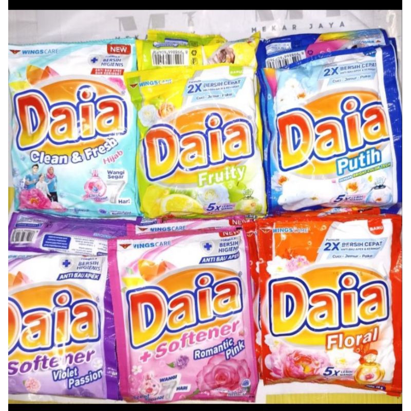 Jual DAIA DETERGENT BUBUK SACHET RENCENG sabun cuci baju renceng 46gr ...