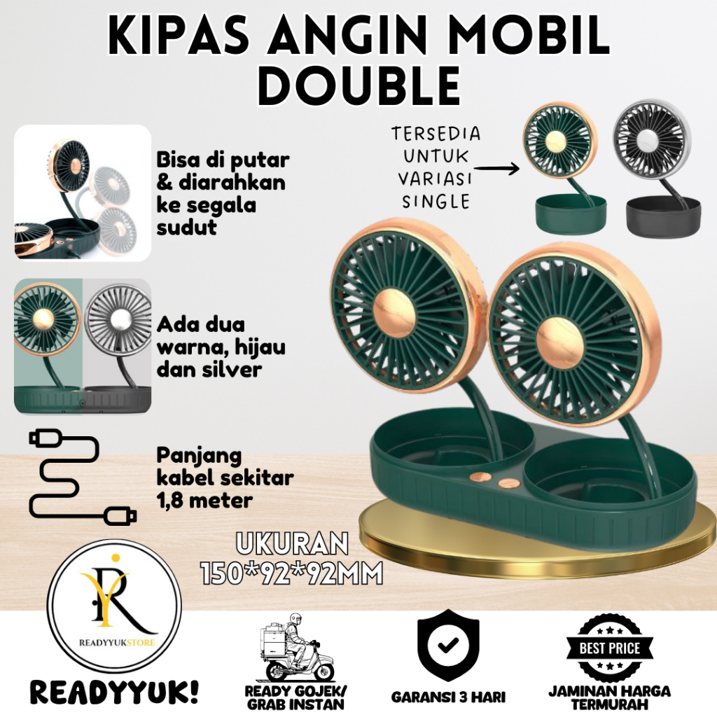 Jual kipas Angin mobil /kipas angin mini /kipas angin portable/Double ...