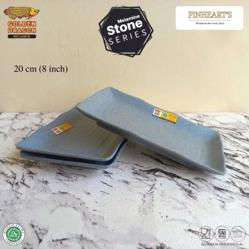 Jual PIRING YAKITORI KOTAK MELAMINE PERSEGI MODEL BATU GOLDEN DRAGON ...