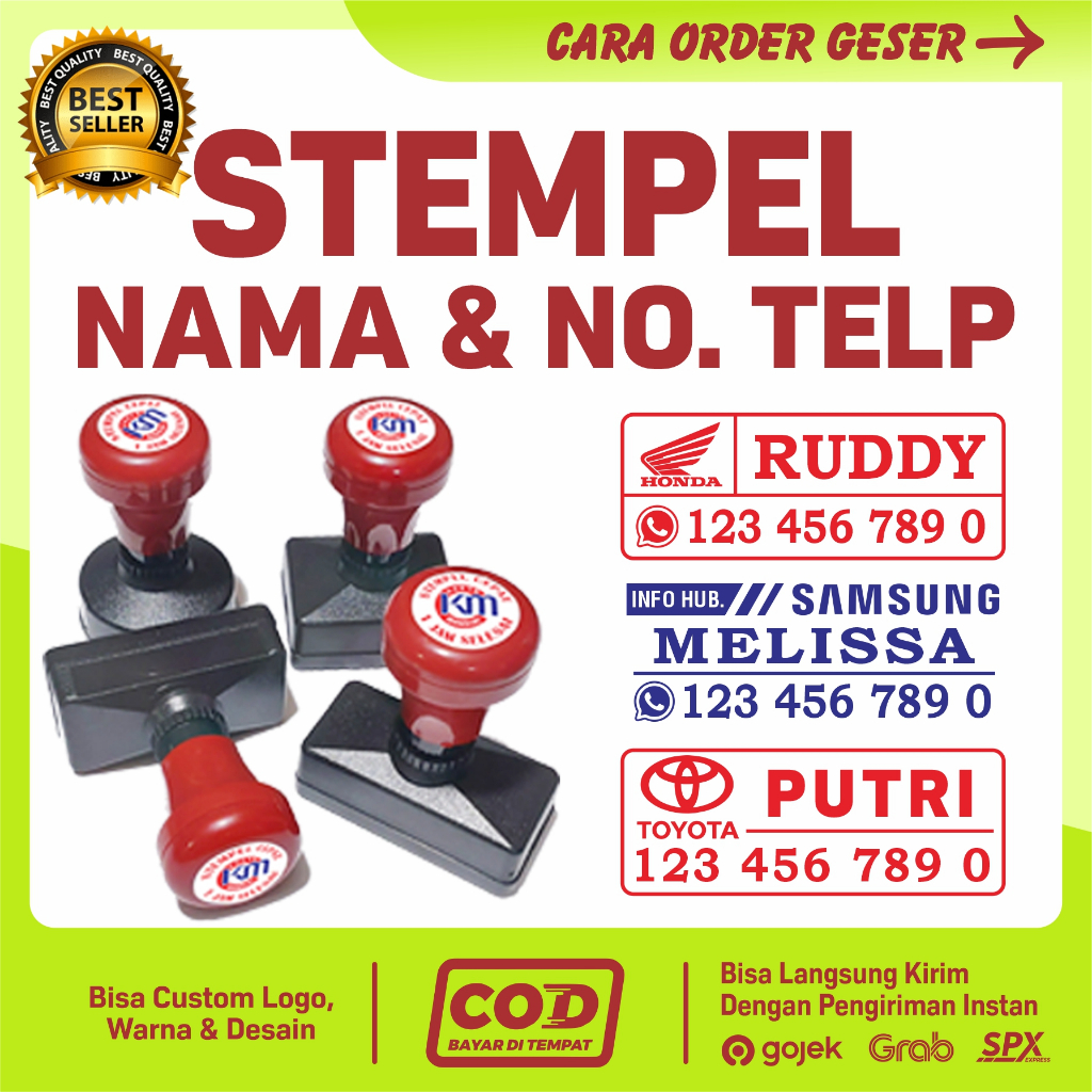 Jual stempel Brosur/stempel nama & nomor telpon/ stempel otomatis ...