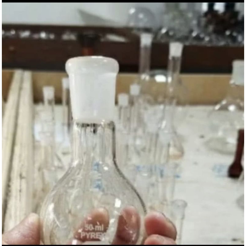 Jual labu destilasi alas bulat 50ml pyrex joint ts 14/23 | Shopee Indonesia