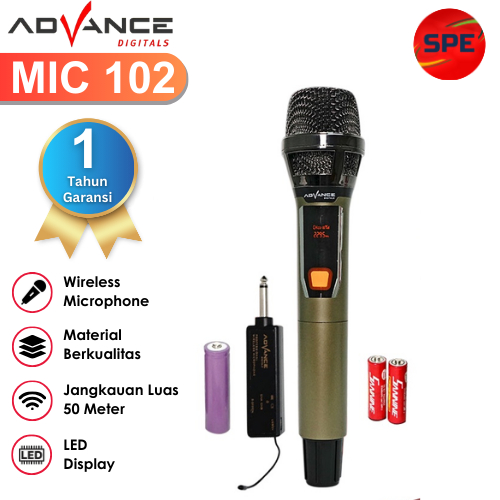 Jual MIC KARAOKE PROFESSIONAL WIRELESS ADVANCE MIC-102 / MIC102 GARANSI ...
