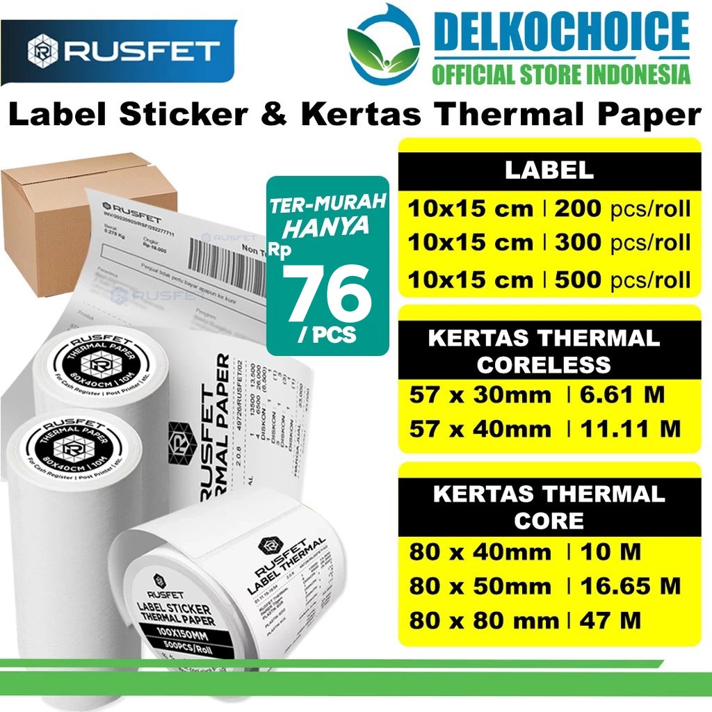 Jual Label Thermal Paper Sticker Kertas Printer Resi Stiker Barcode POS / DUS | Shopee Indonesia
