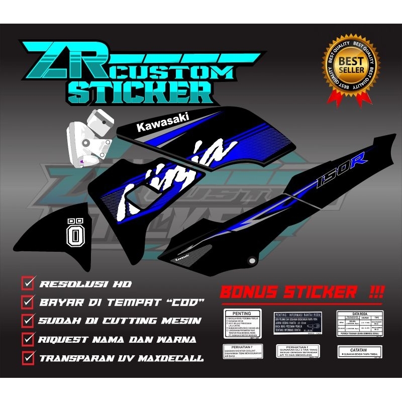 Jual Striping ninja R KIS hitam transparan uv maxdecall [sudah ...
