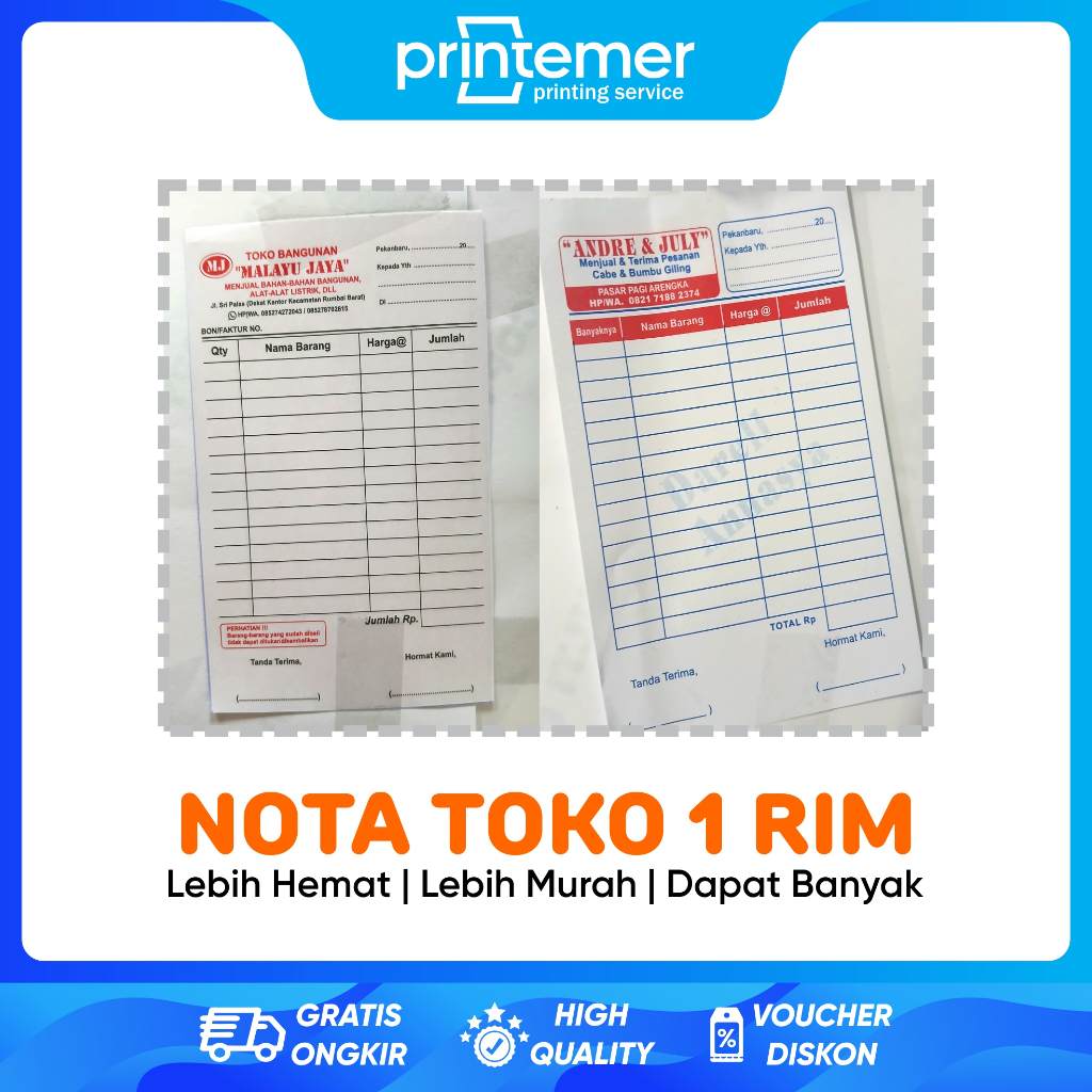 Jual CETAK 1 RIM NOTA TOKO USAHA UMKM CUSTOM 2 LAYER | Shopee Indonesia