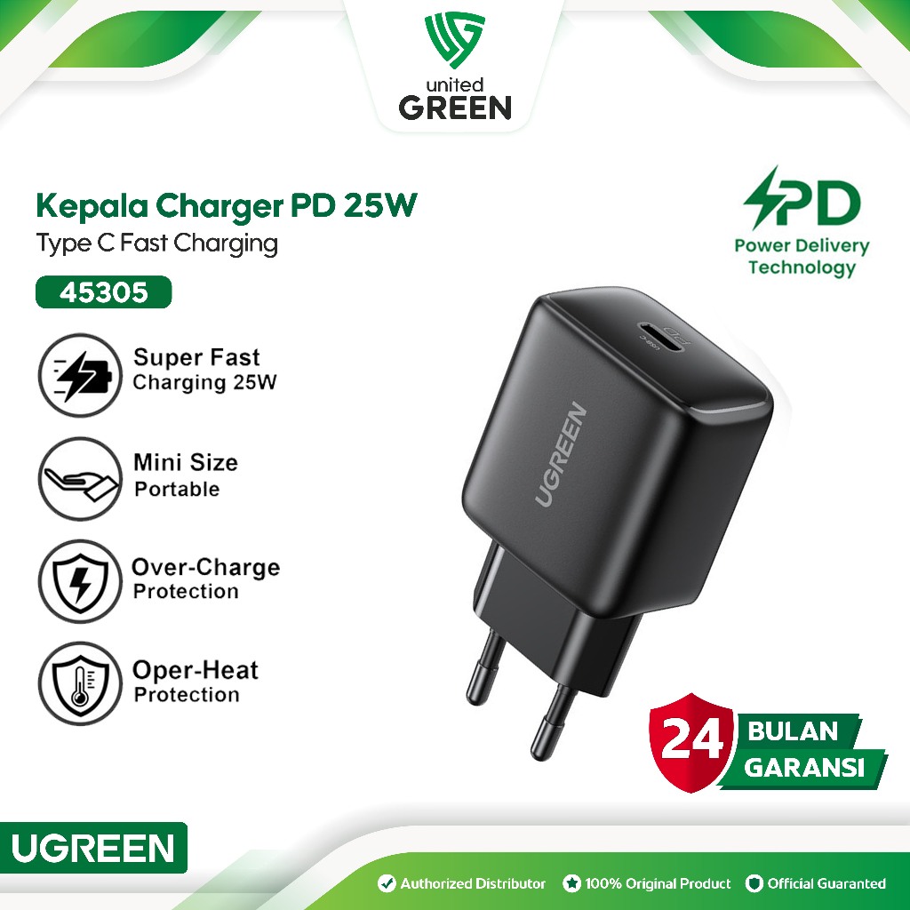 Jual UGREEN Kepala Charger Fast Charging Power Delivery Technology 25 ...