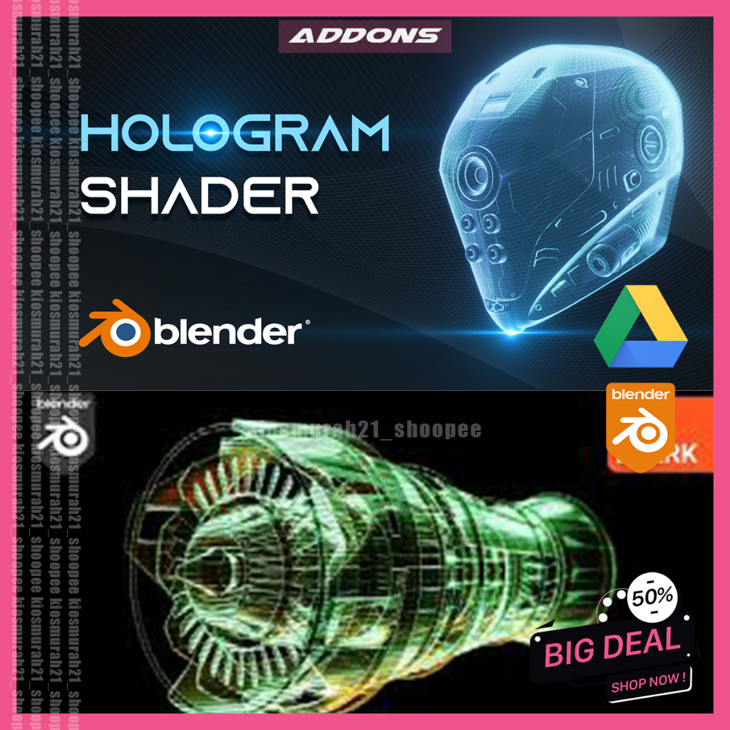 Jual Hologram Effect shader 3D Blender addons Plugin Terbaru Blender 3D ...