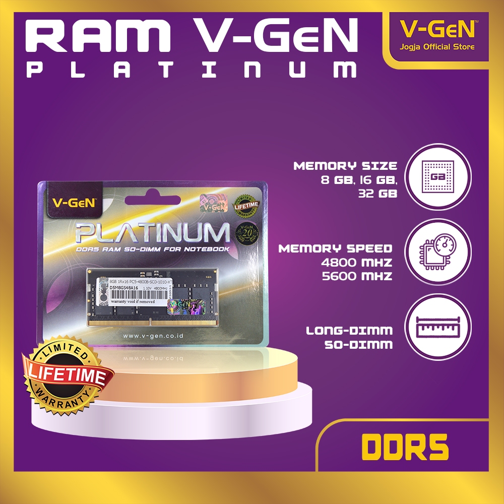 Jual RAM V-GeN Platinum DDR5 SODIMM LONGDIMM 4800 5600 Mhz | Shopee ...