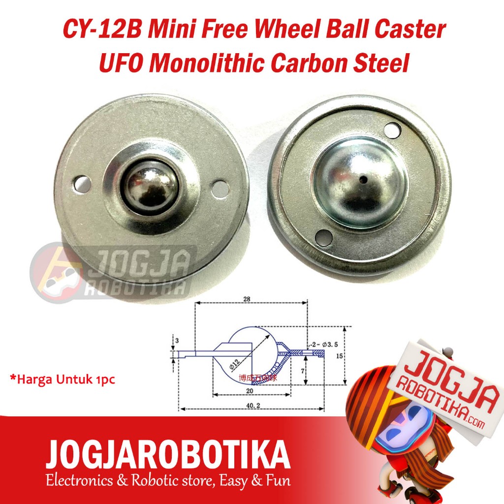 Jual CY-12B Mini Free Wheel Ball Caster UFO Monolithic Carbon Steel ...