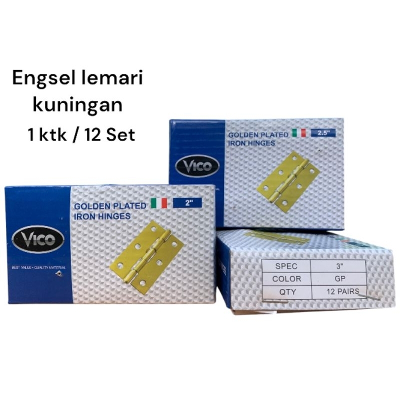 Jual 1PCK/12SET Engsel Lemari kuning Ukuran 2 inch 2,5 inch 3 inch Vico ...