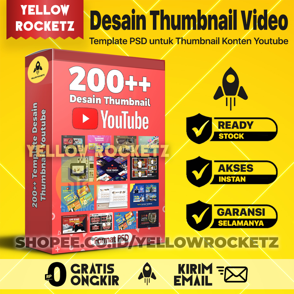 Jual 200+ Template Desain Thumbnail Youtube Format PSD Siap Edit dan ...