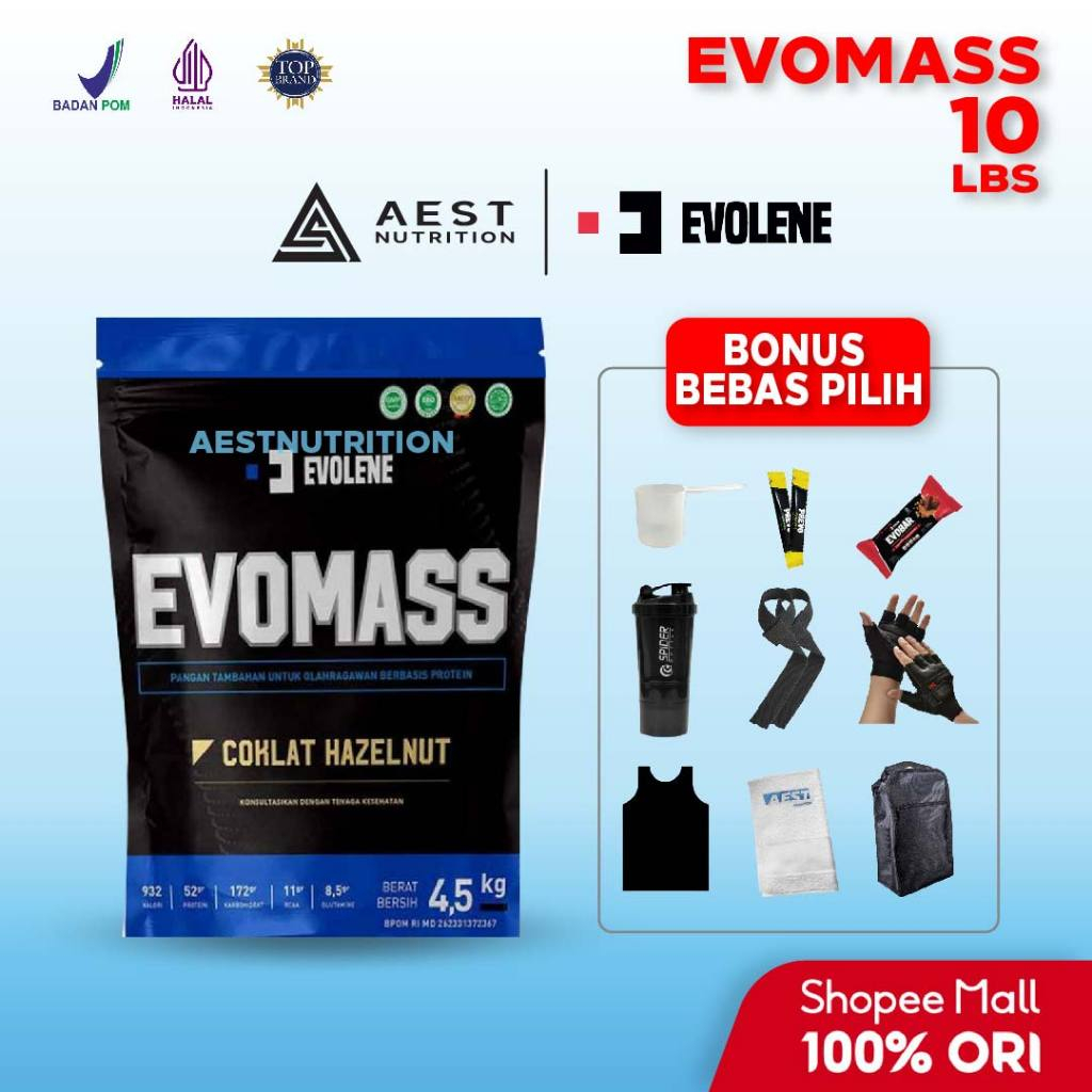 Jual Evolene Evomass 10 lbs 4,5 kg Evo Mass Susu Protein Otot Penambah ...