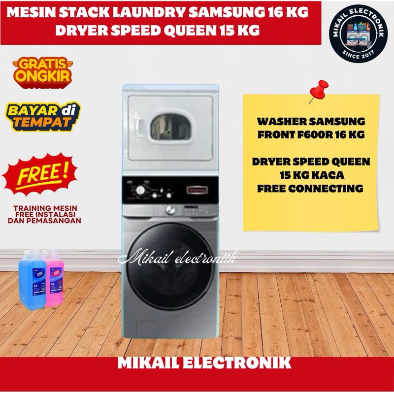 Jual MESIN LAUNDRY STACK DRYER SPEED QUEEN 15 KG MESIN CUCI SAMSUNG 16 ...