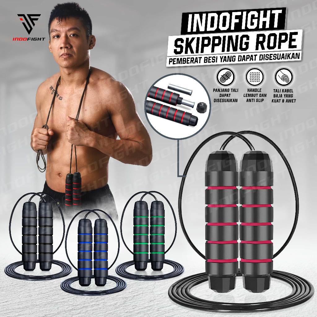 Jual Skiping Olahraga Jump Rope Skipping Rope Indofight Tali Skiping ...