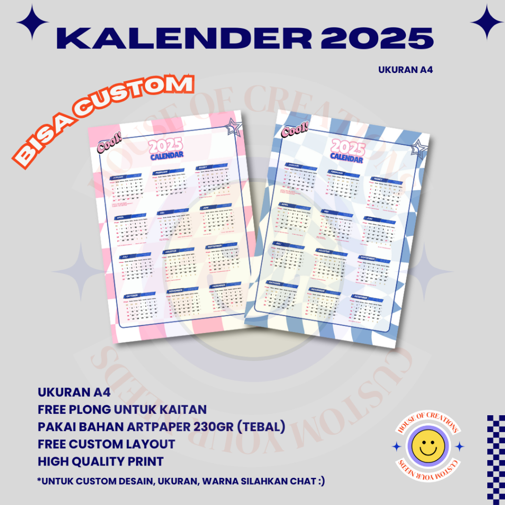 Jual CUSTOM KALENDER 2025 AESTHETIC TERMURAH UKURAN A4 | Shopee Indonesia