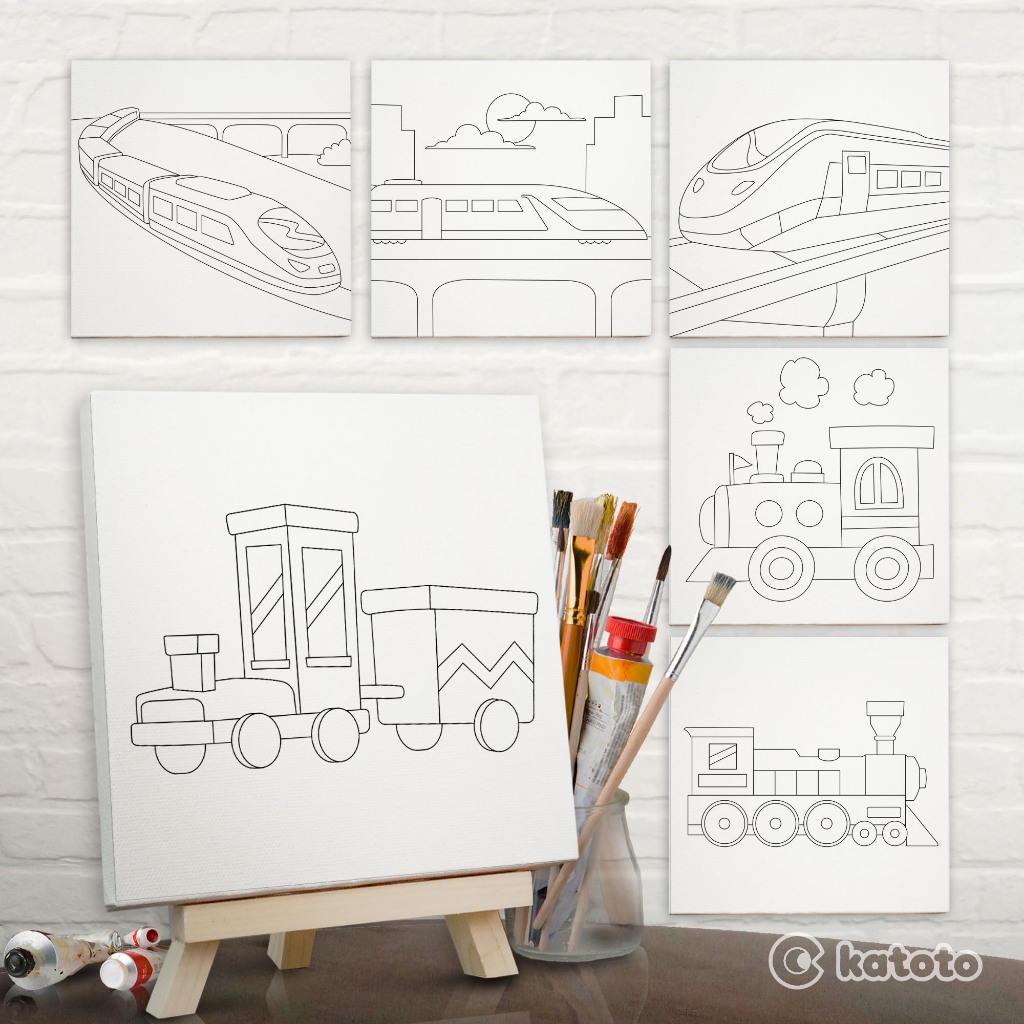 Jual KANVAS LUKIS SKETSA KERETA API KAI BERKUALITAS 20X20 CM - TRAIN ...