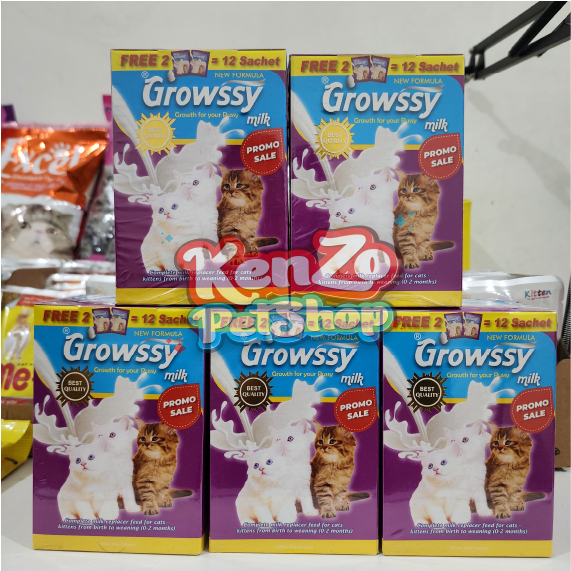 Jual Susu Kucing Growssy 1 Dus Isi 12 Sachet untuk anak kucing Kitten ...