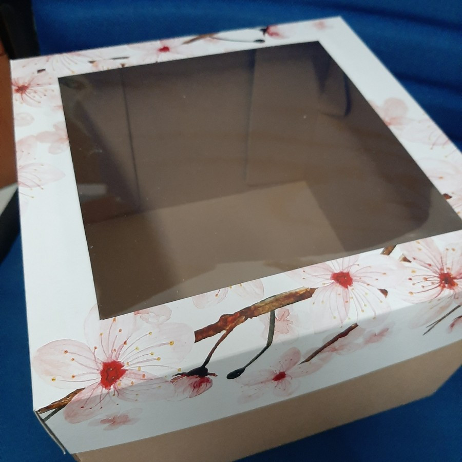 Jual 10 Pcs Box Kue Bolu Dus Motif Ceri Mika Bahan Corrugated Kotak ...