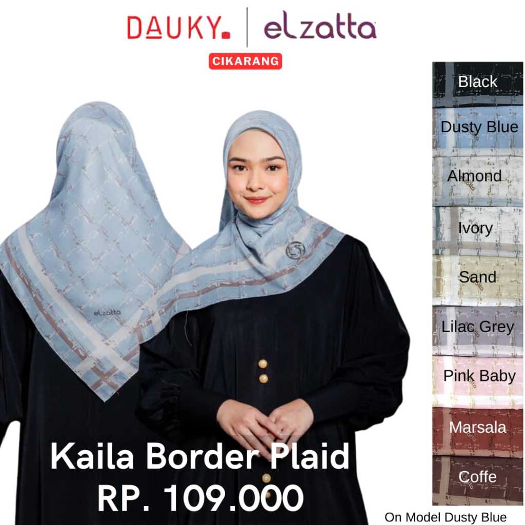 Jual ELZATTA Kaila Border Plaid - Fashion Muslim Jilbab Hijab Segi ...