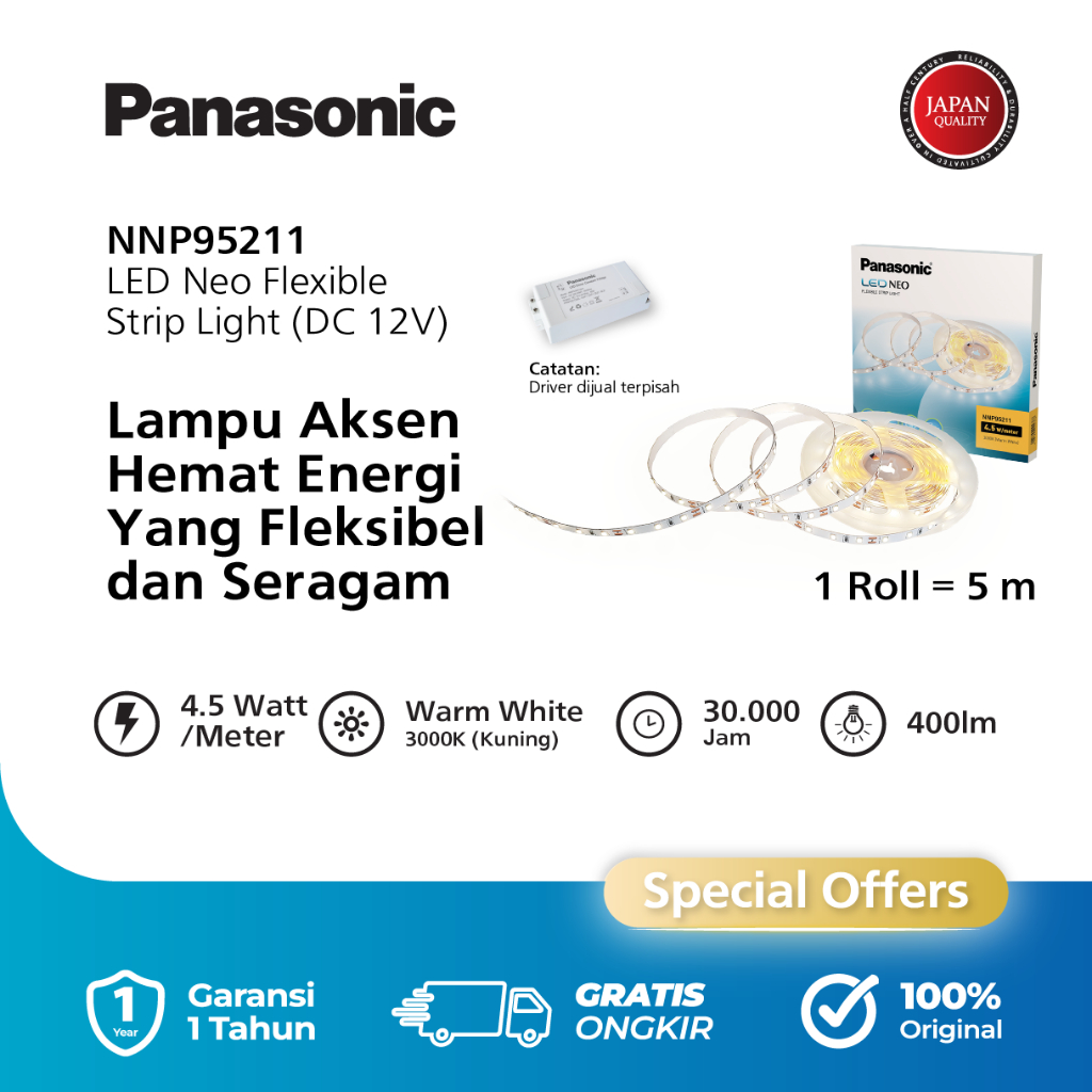 Jual Panasonic Lampu LED Strip Light 4.5W 3000K IP20 | Shopee Indonesia