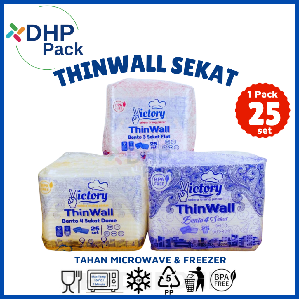 Jual [ISI 25 PCS] Thinwall Bento 3 dan 4 Sekat + Tutup Kotak Makan ...