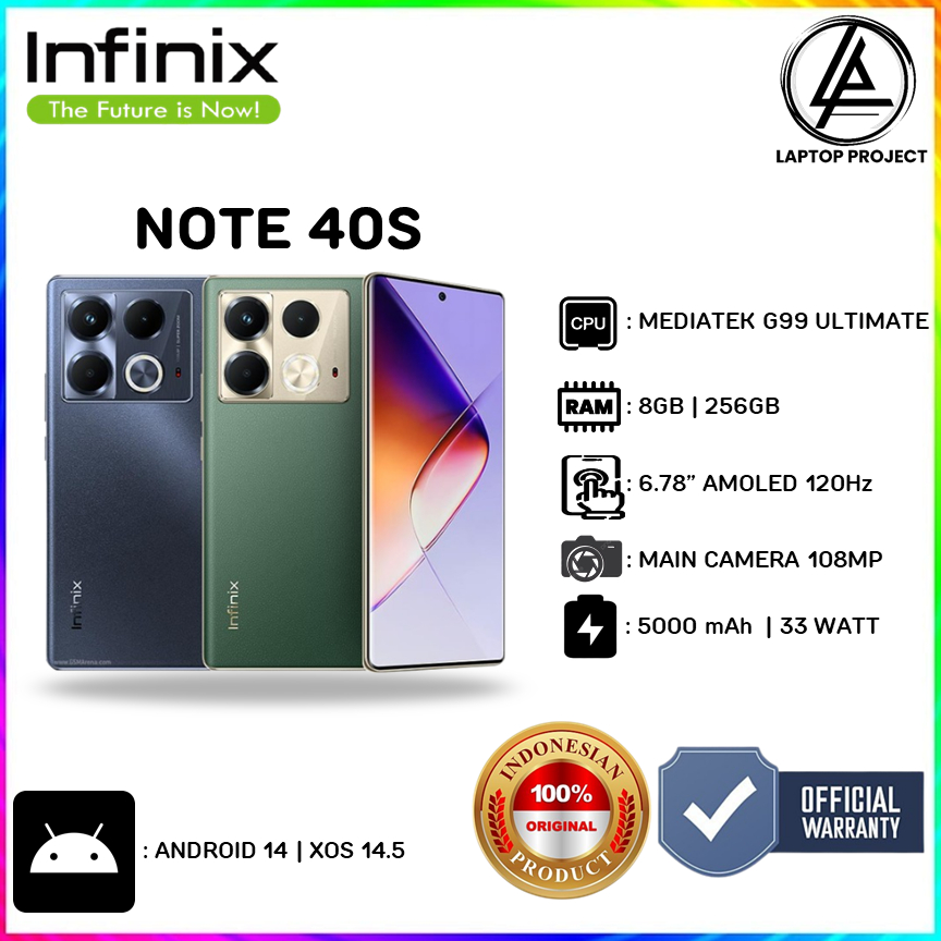 Jual Infinix Note 40 Note 40s 4G 8/256 RAM 8GB ROM 256GB 8 256 GB Garansi Resmi | Shopee Indonesia