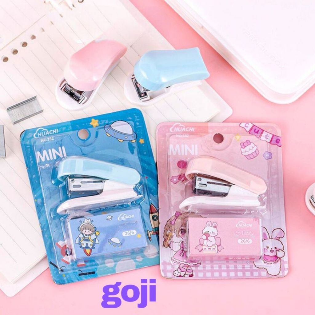 Jual GOJI Stapler Portable Mini Staples Set Free Isi Refill Warna Soft ...