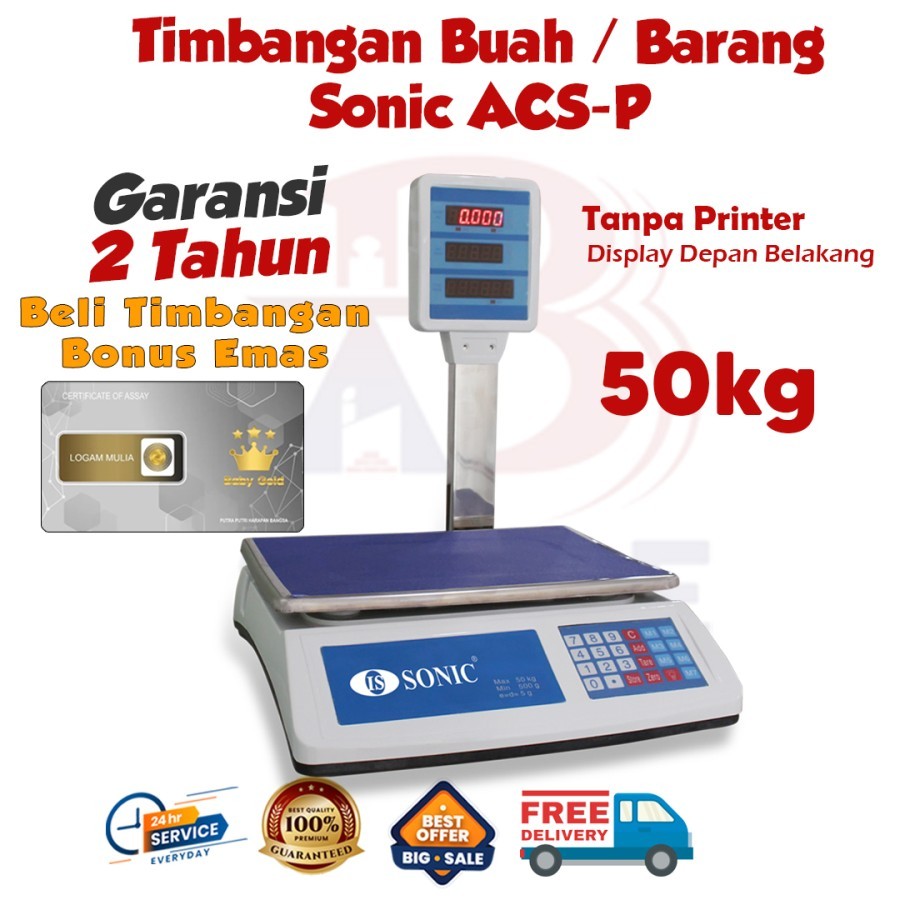 Jual Timbangan Buah SONIC ACS-P 50kg / timbangan buah 50 kg timbangan ...