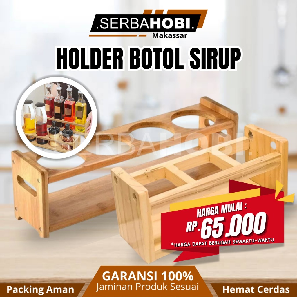 Jual Holder Botol Sirup / Rak Kayu Tempat Botol Sirup 3 Dan 4 Lubang ...