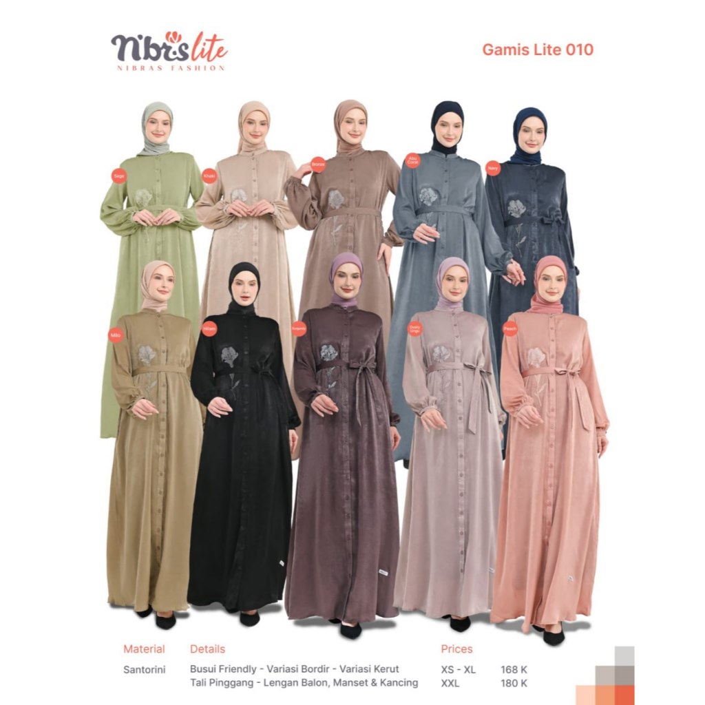 Jual NIBRAS LITE 010 GAMIS DEWASA 10 WARNA | Shopee Indonesia
