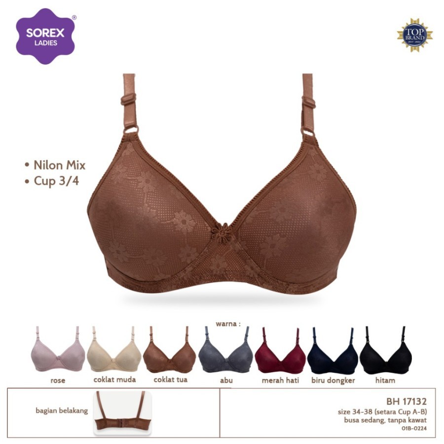 Jual Sorex Bra Busa Sedang Tanpa Kawat Kait 2 Cup A-B 3/4 Nilon BH 17132 | Shopee Indonesia