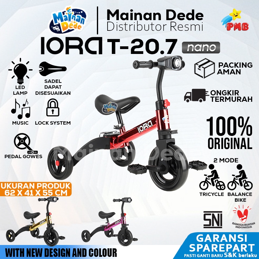 Jual Sepeda Anak Tiga Roda 3 in 1 PMB IORA T20-7 Balance Bike Push Bike ...