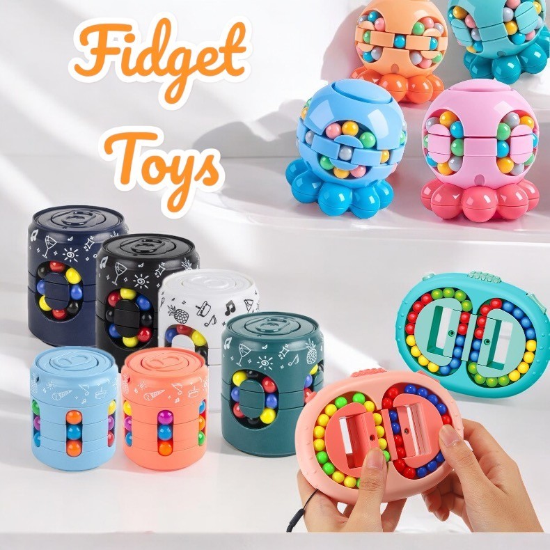 Jual Fidget Toys Cube Bead Spinner Can Cube Octopus Fidget Fun Double ...