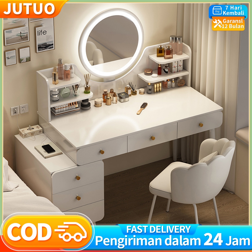 Jual JT Meja Rias Aesthetic + Meja rias kaca lampu LED / Meja Rias ...