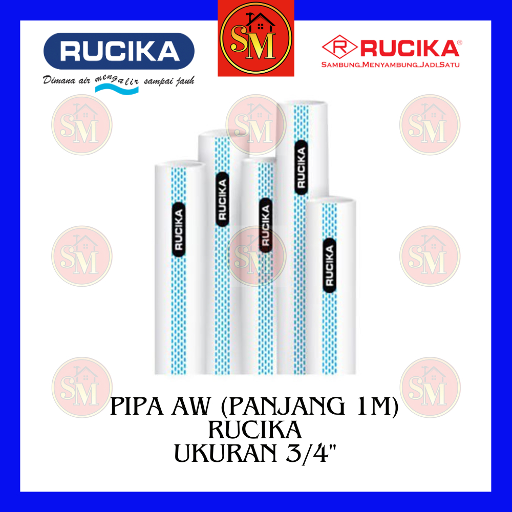 Jual Pipa / Paralon air PVC ecer 1 M Rucika AW 3/4" | Shopee Indonesia