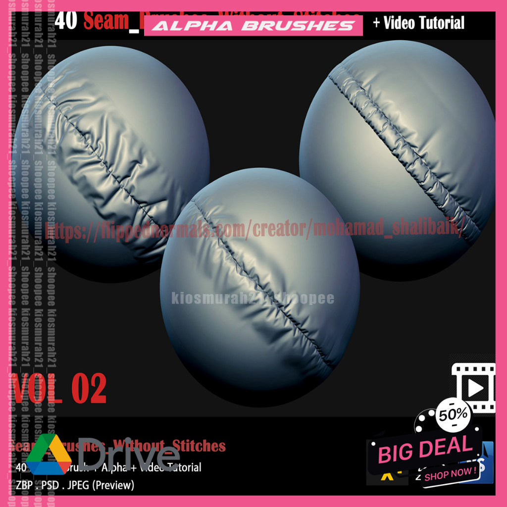 Jual 40 Seam Brushes Without Stitches Alpha Map Brushes Alphas | Shopee ...