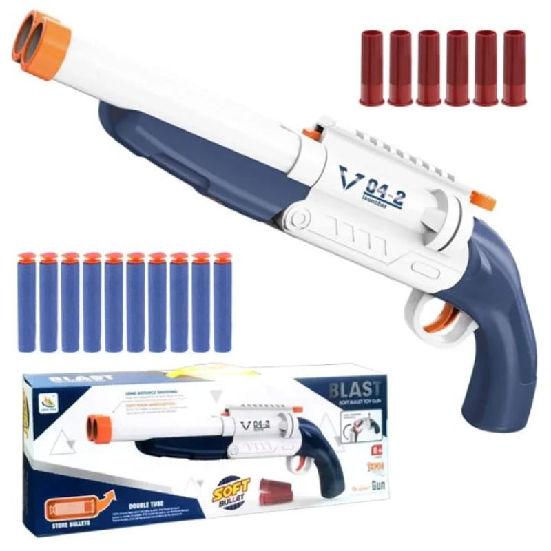Jual Mainan Peluru Lembut Pistol Nerf 04-2 Nosel Ganda dengan Cangkang ...