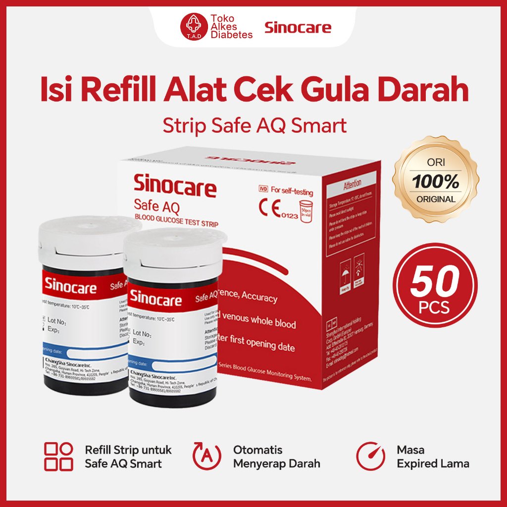 Jual Sinocare Safe AQ Smart Strip Uji Gula Darah 50 Strip | Shopee ...
