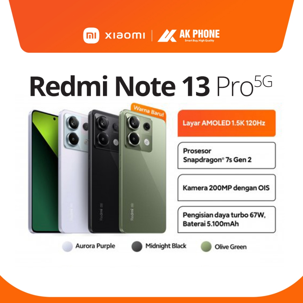 Jual Xiaomi Redmi Note 13 Pro 5G 8/256GB & 12/512GB Garansi Resmi (AK ...