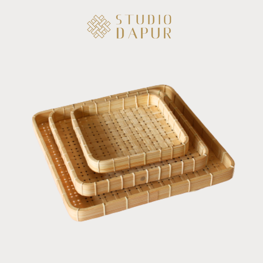 Jual Studio Dapur Tampah Anyaman Bambu Damar Square Tray Bamboo ...