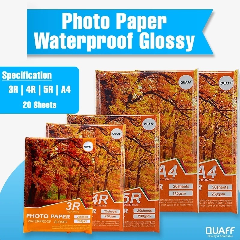 Jual Kertas Foto (20 Lembar/Pack) Ukuran 5R 4R 3R Glossy 230GSM ...
