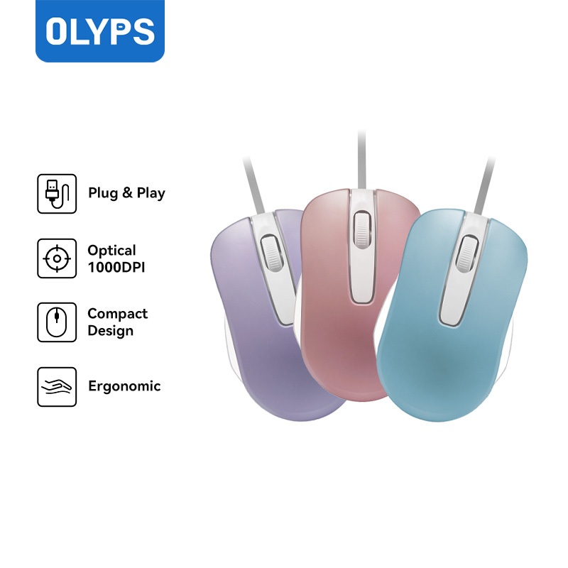 Jual OLYPS Mouse Kabel USB Portable Mini Optical 1000DPI Office Mouse ...