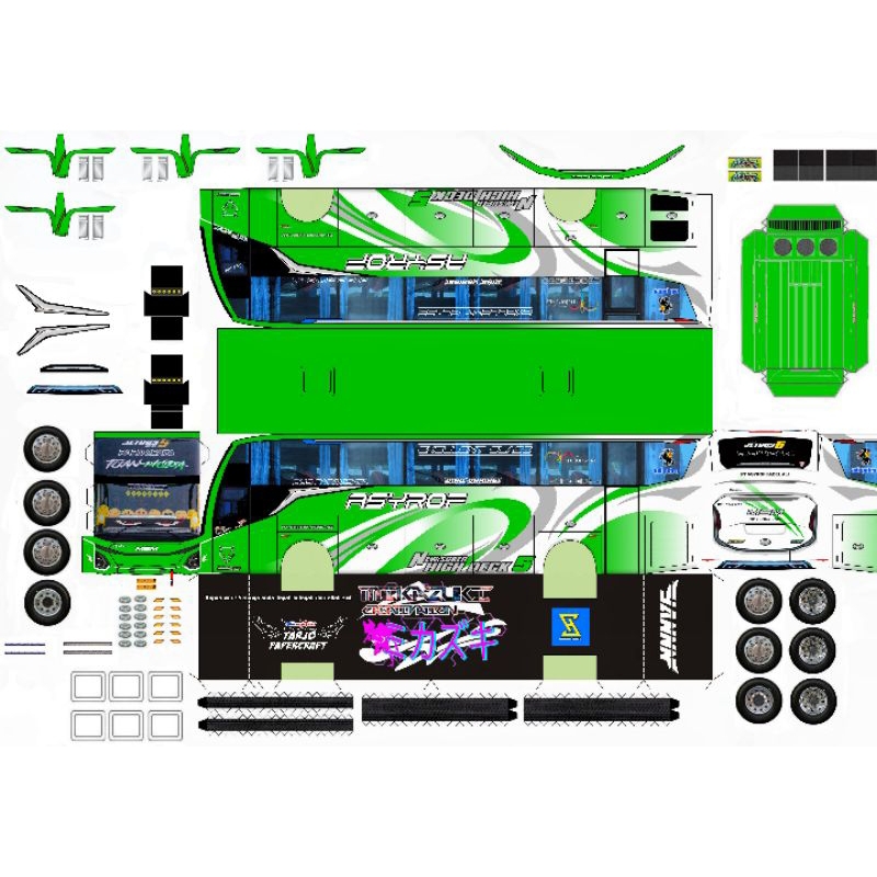 Jual Lembaran Papercraft Bus Msm Asyrof Fadel Tuan Muda Maudi Ratu Pandora Pangeran King Farhan