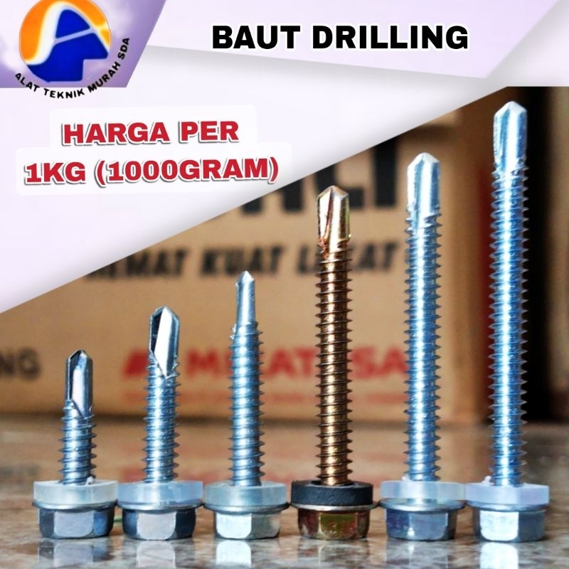 Jual 1KOTAK 350 Pcs Baut Drilling Baja Ringan 12x50 (5cm) Baut Atap ...