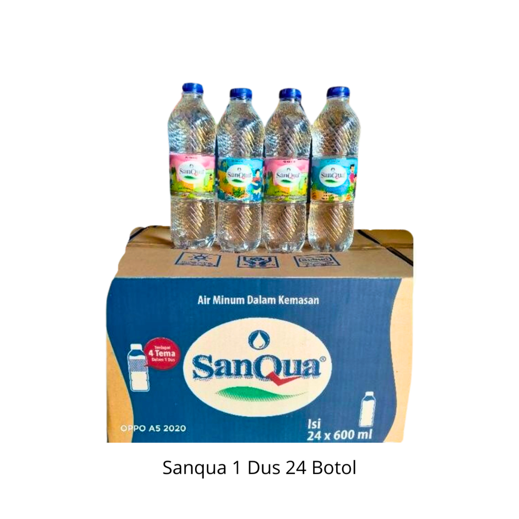 Jual SanQua Air Mineral 600ml 1 Dus Isi 24 Botol | Shopee Indonesia