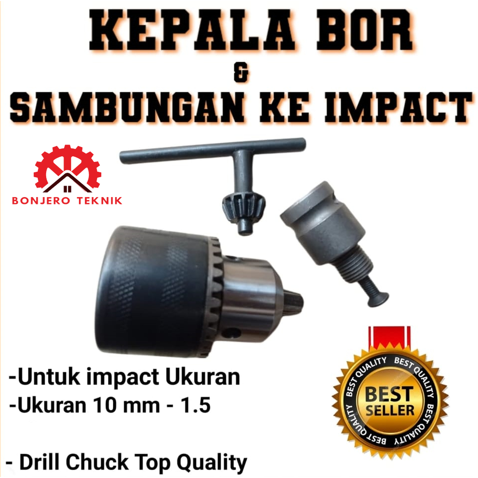 Jual Kepala bor chuck bor hower bor 10mm dan Sambungan ke impact wrench ...