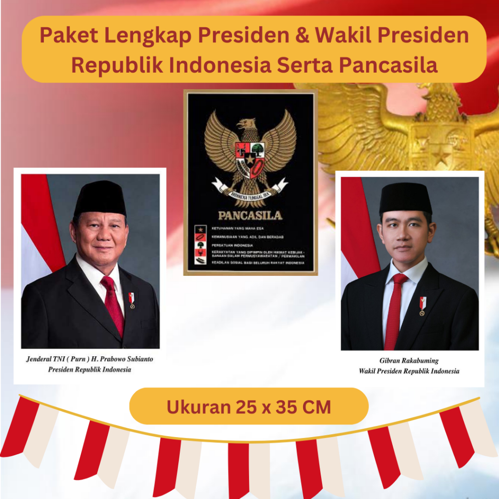 Jual (10 Set) Foto Poster Presiden dan Wakil Presiden Prabowo Gibran Lambang Garuda Ukuran Besar ...
