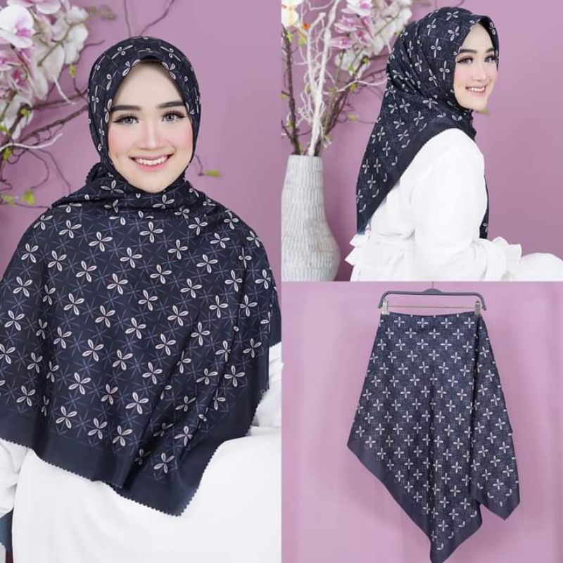 Jual HIJAB SEGIEMPAT VOAL MOTIF WARNA HITAM/rekomendasi hijab warna ...