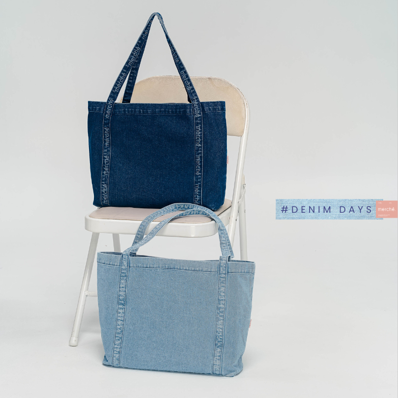 Jual Merche Tas Tote Bag Wanita Denim Aria | Shopee Indonesia